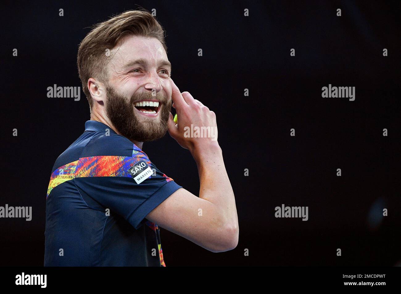 Liam Broady of Britain reacts during his first round match against Nick ...