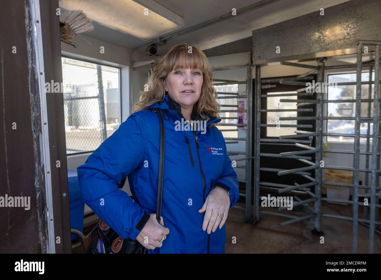 Crystal Bowen, a generation clerk at the Naughton Power Plant, arrives ...