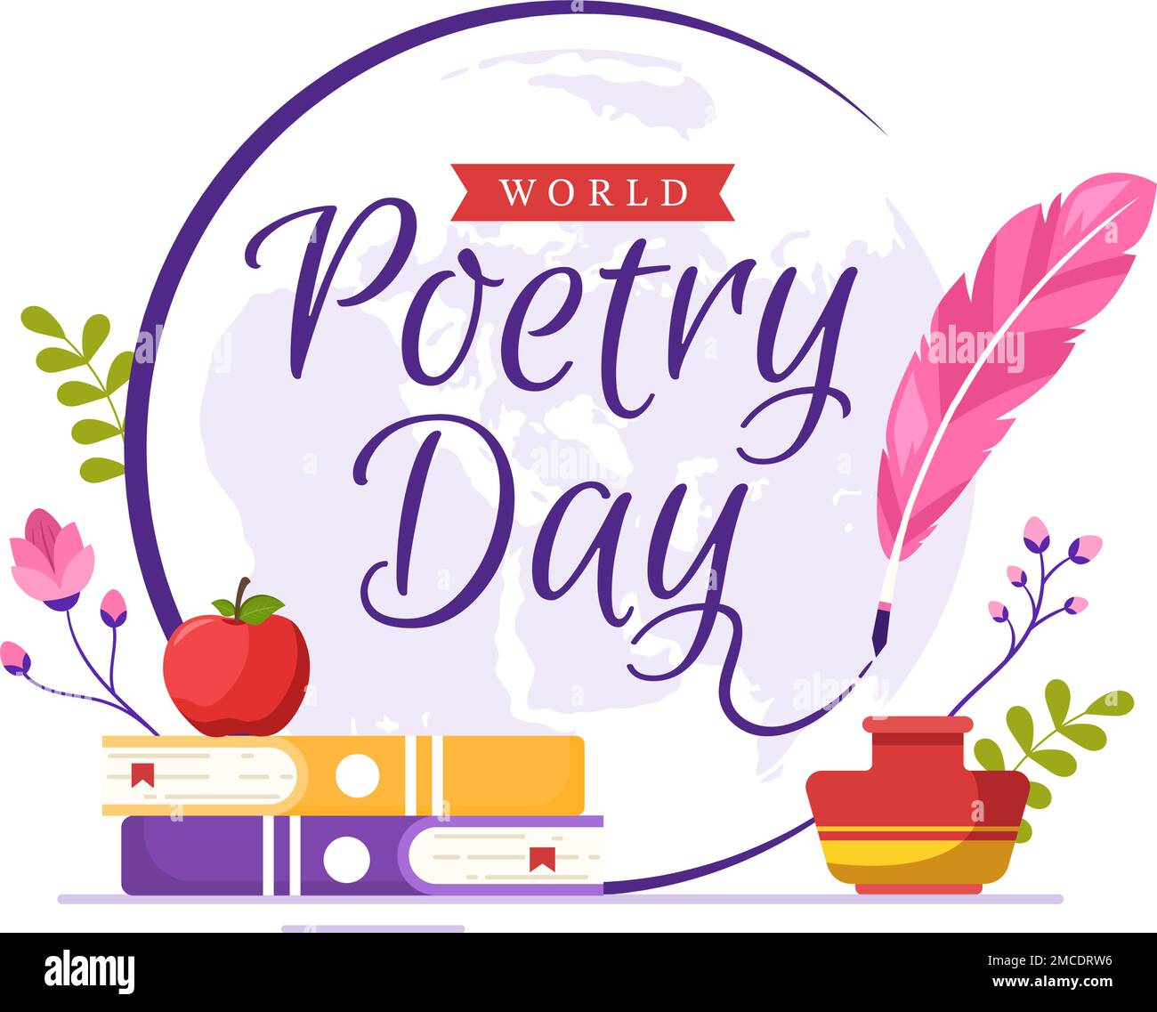 World Poetry Day on March 21 Illustration with a Quill, Paper or ...