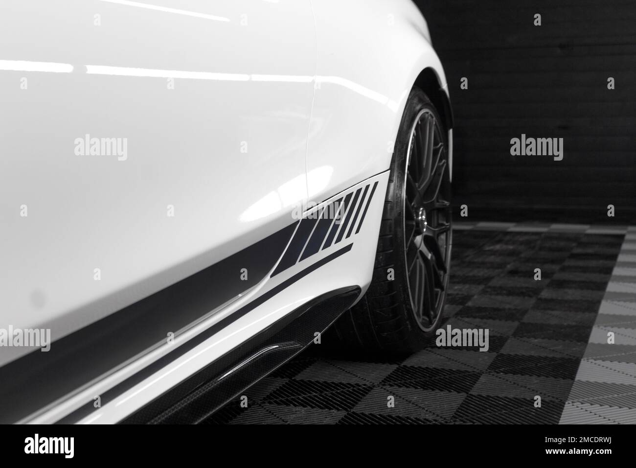 The Rear Gloss Black Alloy Wheel On A 2016 Mercedes Benz C63s AMG W205 ...
