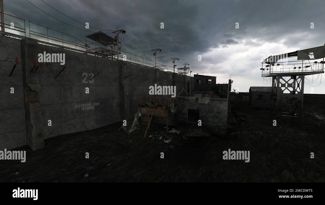 3d-illustration of a dystopian post-apocaliptic zombie wall Stock Photo ...