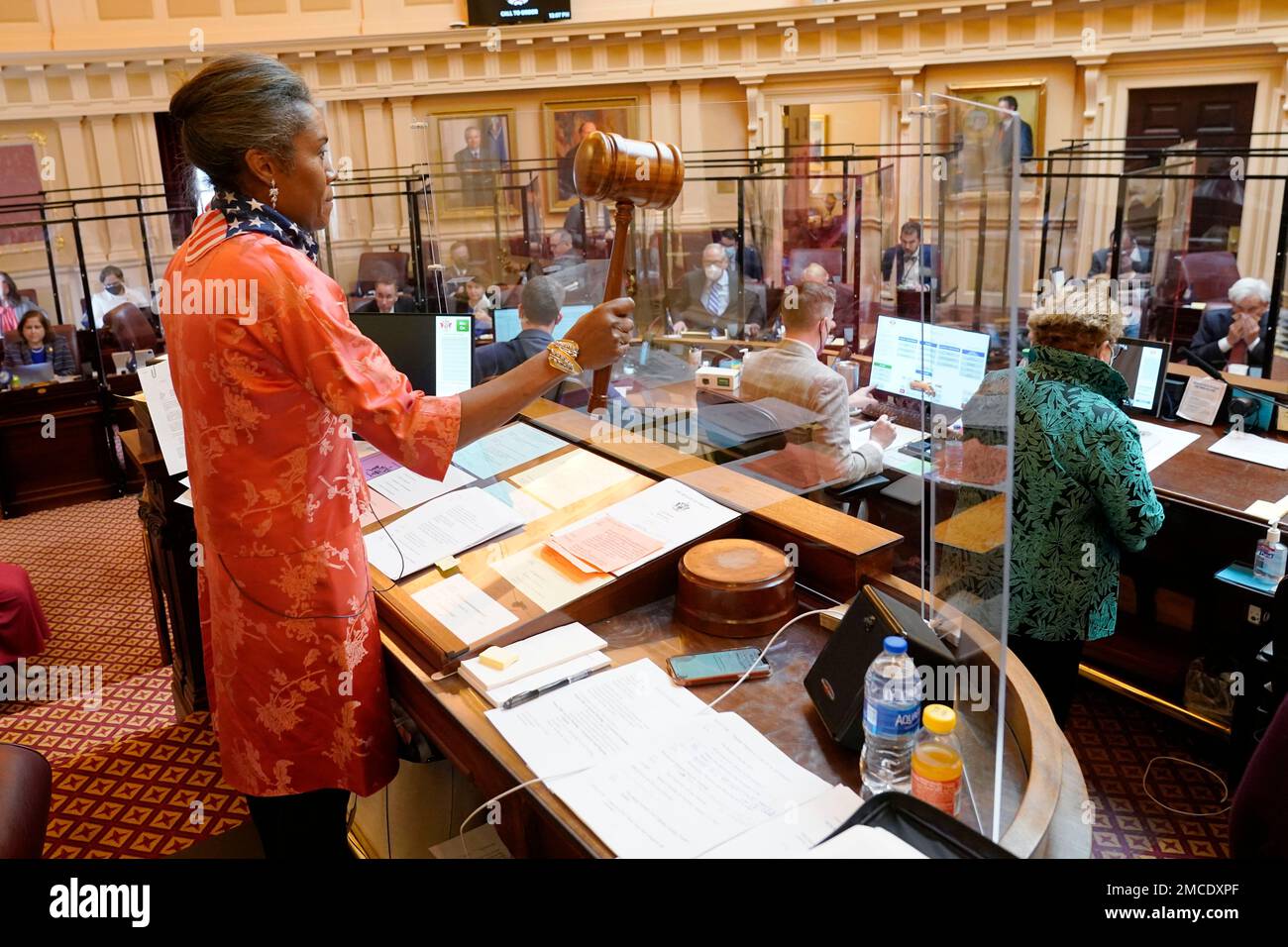 Virginia Lt. Gov. Winsome Earle-Sears, gavels the Senate to order as ...