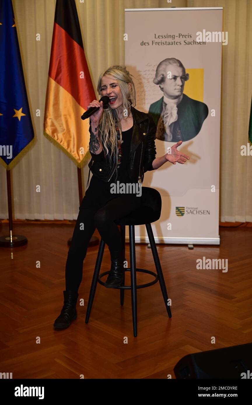 Sarah Lesch bei der Preisverleihung des Lessing-Förderpreises 2023 im ...