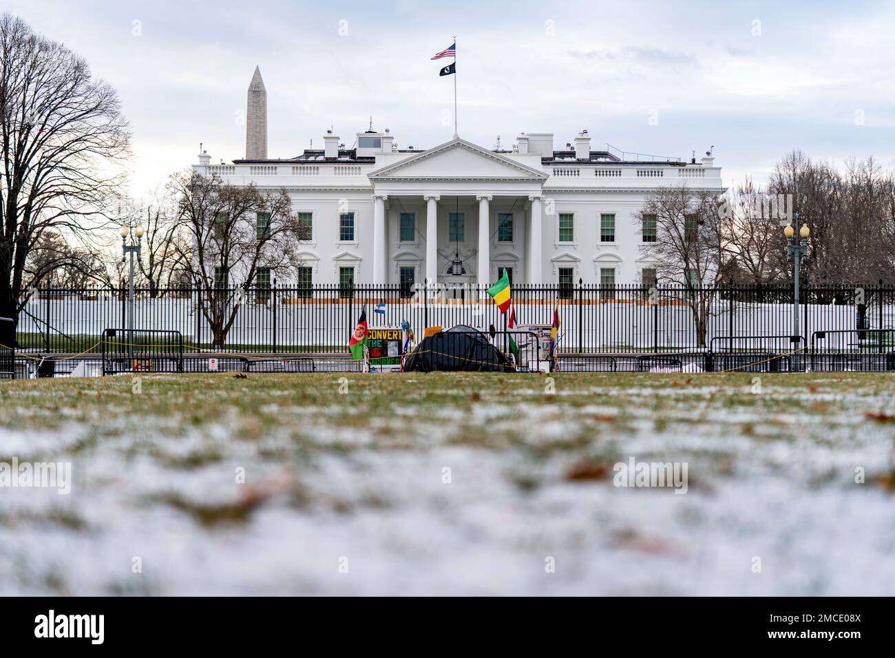 The White House in Washington, Monday, Jan. 17, 2022, following a ...