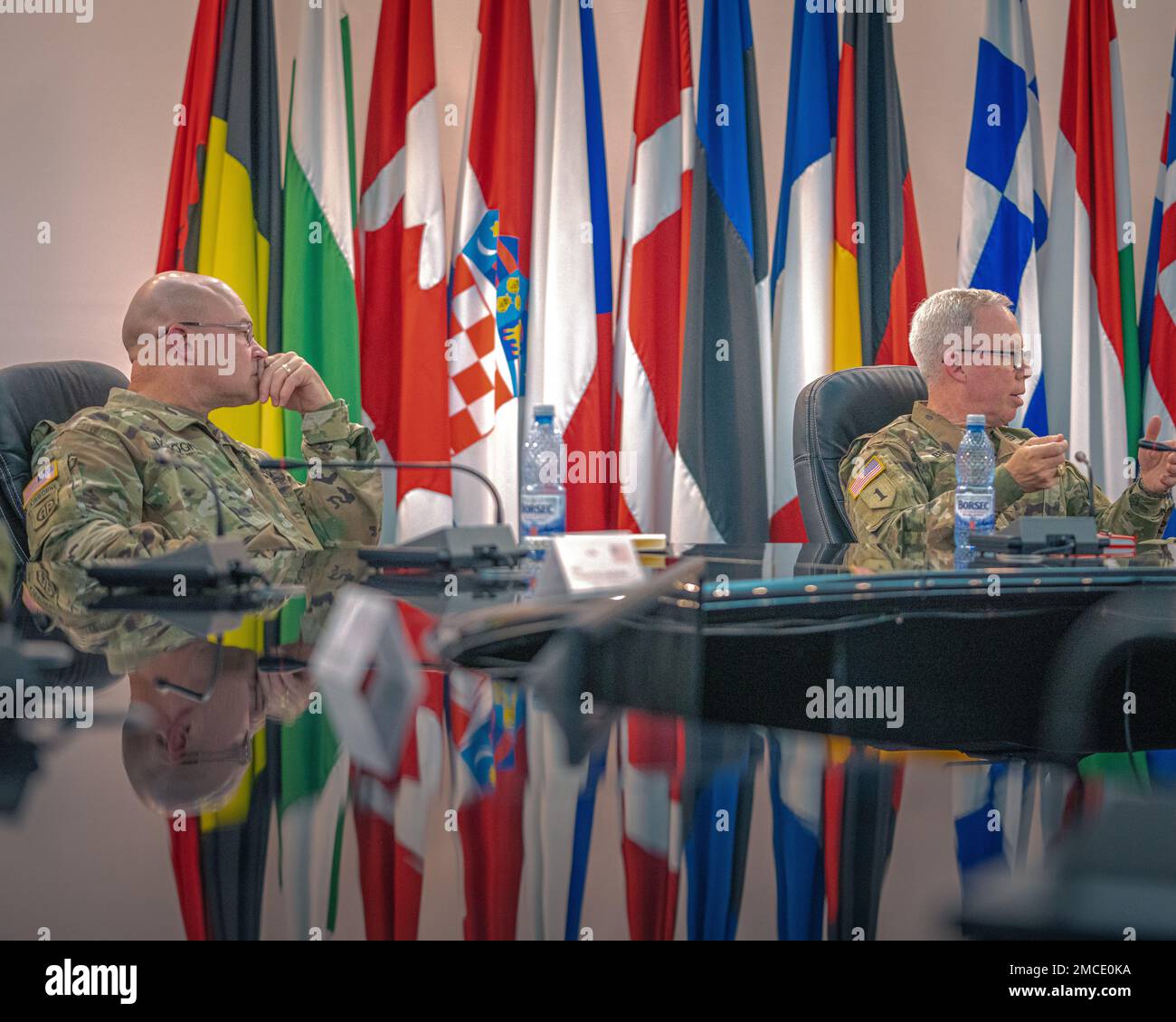 U.S Army Chief Warrant Officer 5, Wesley Dohogn (left) and Maj. Gen ...