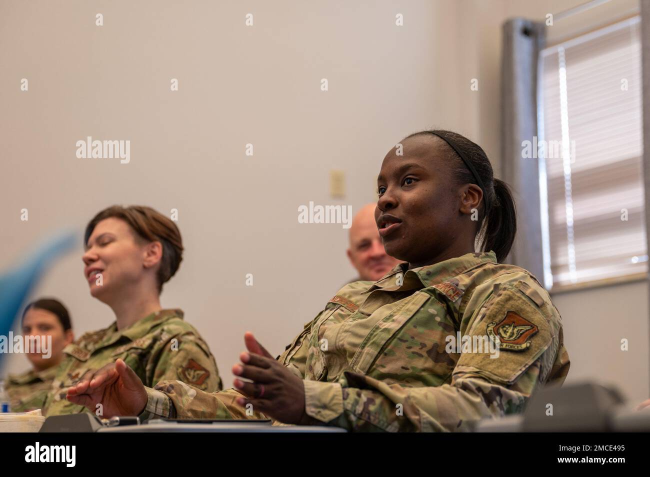 A U.S. Airman assigned to the 673d Medical Group participating in the ...