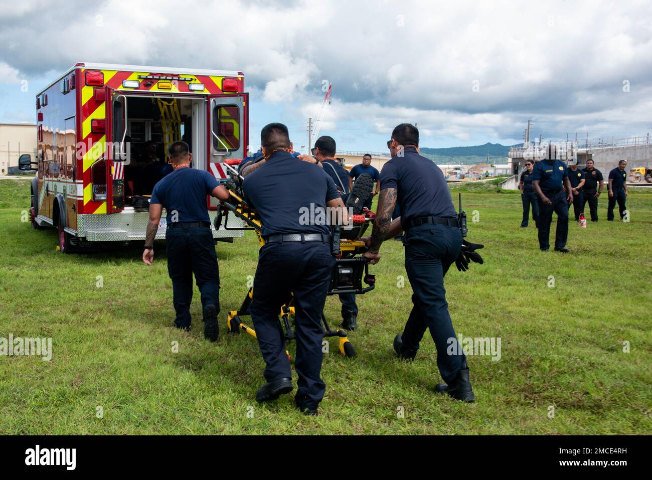 NAVAL BASE Guam (July 11, 2022) - Federal firefighters practice patient ...