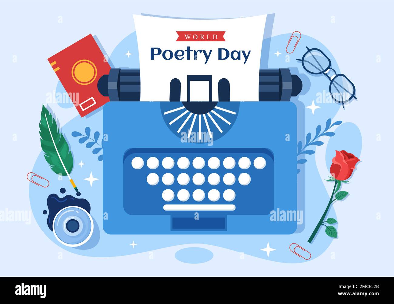 World Poetry Day on March 21 Illustration with a Quill, Paper or ...
