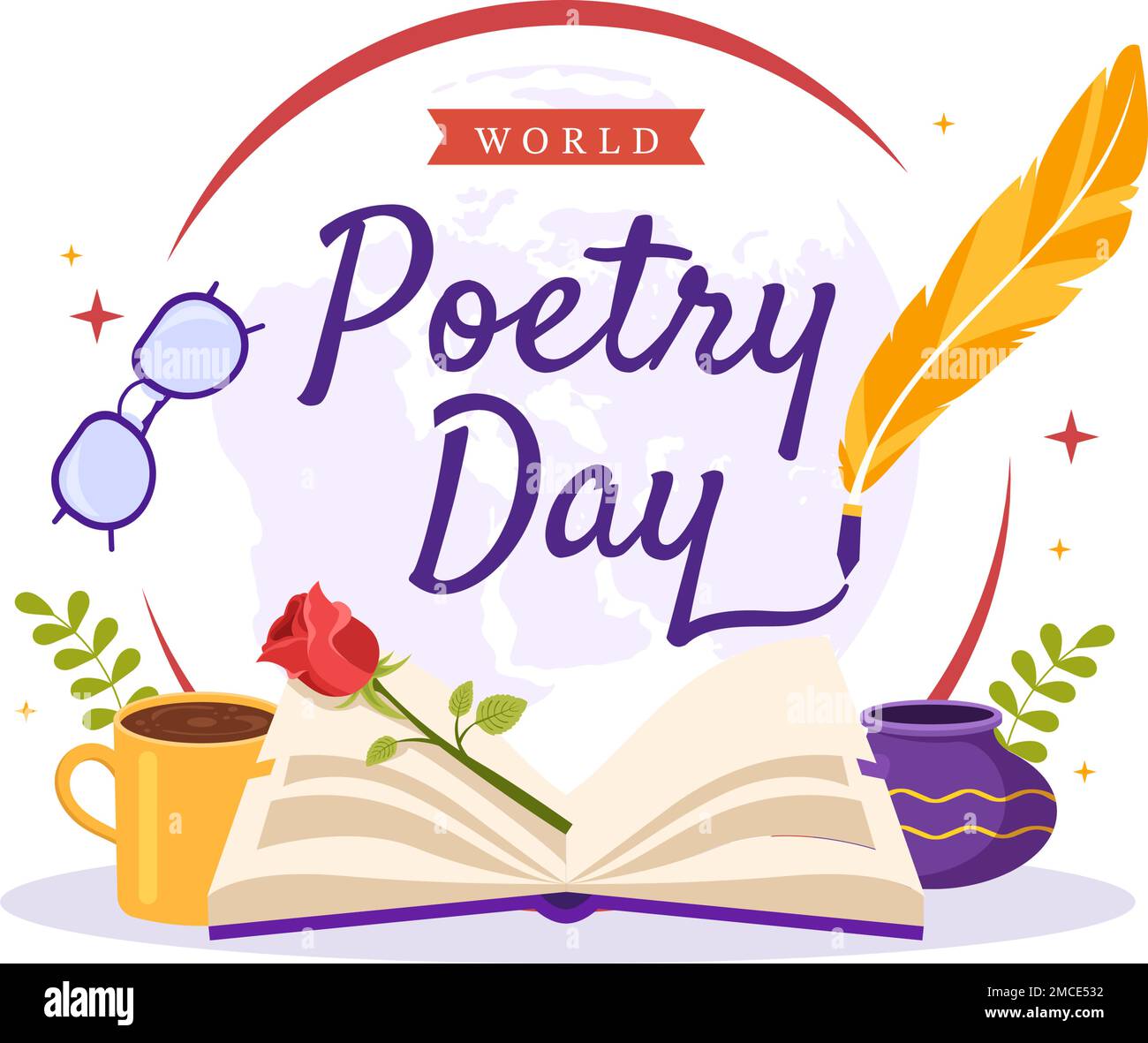 World Poetry Day on March 21 Illustration with a Quill, Paper or ...