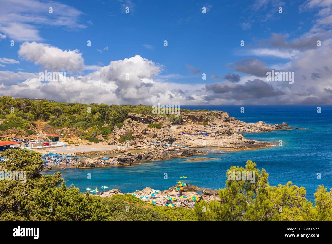 Beautiful view from mountain to coastal rocky line of Mediterranean sea ...