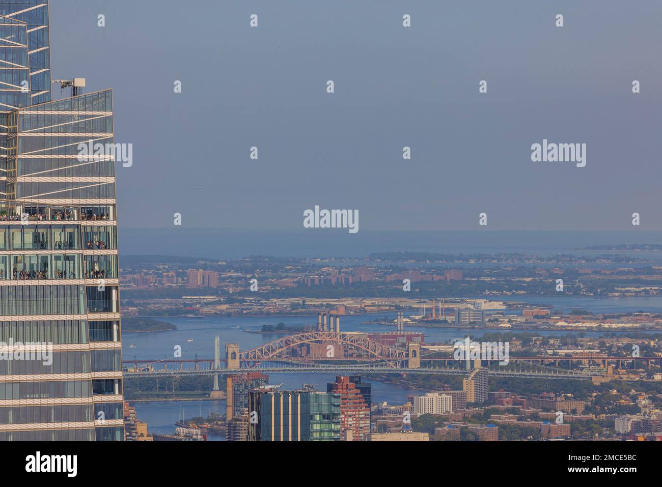 Tremendous view of skyscraper with closed panoramic observation deck ...