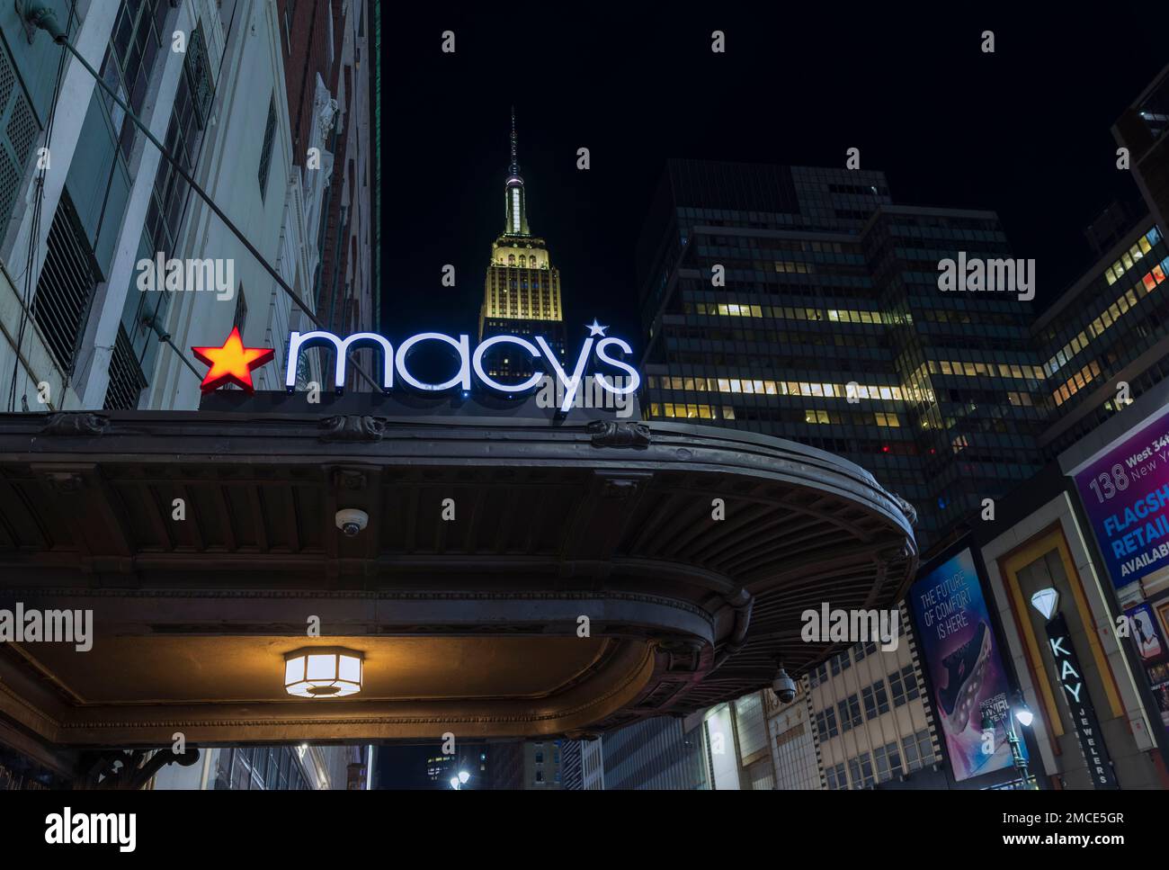 Breathtaking night view of exterior view of Macy's sign on wall of ...