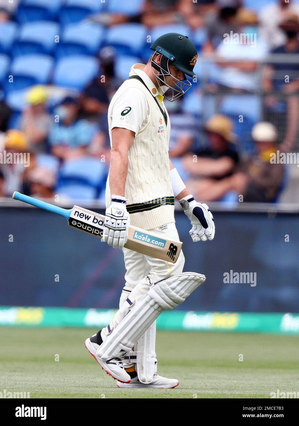 Australia's Steve Smith walks off after he is caught out by England ...
