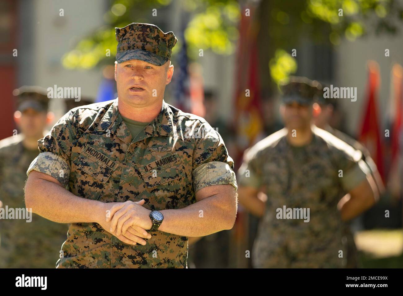 U.S. Marine Corps Sgt. Maj. Aaron G. McDonald, outgoing sergeant major ...