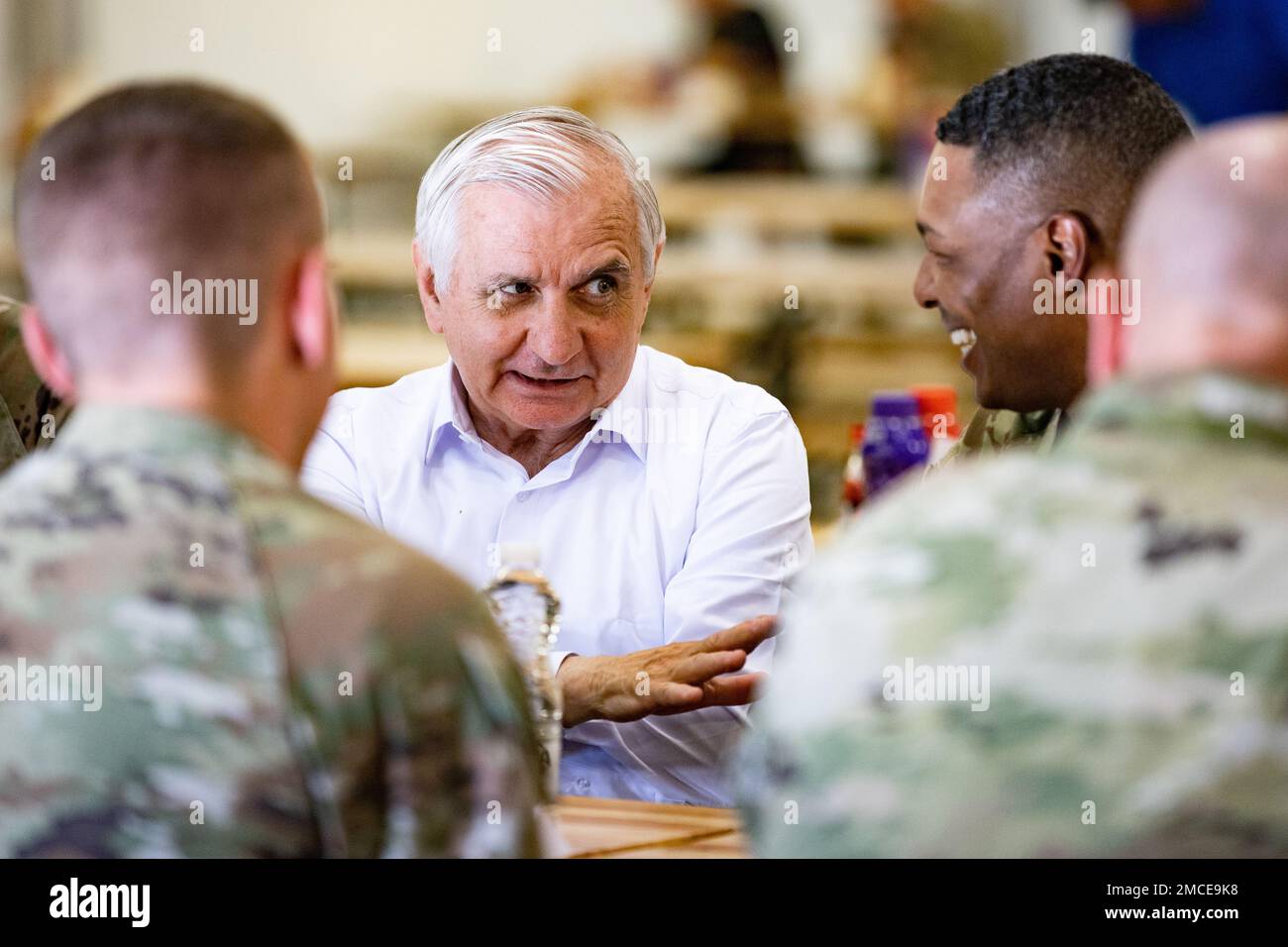 U.S. Sen. Jack Reed of Rhode Island speaks to U.S. Army Col. Rick ...