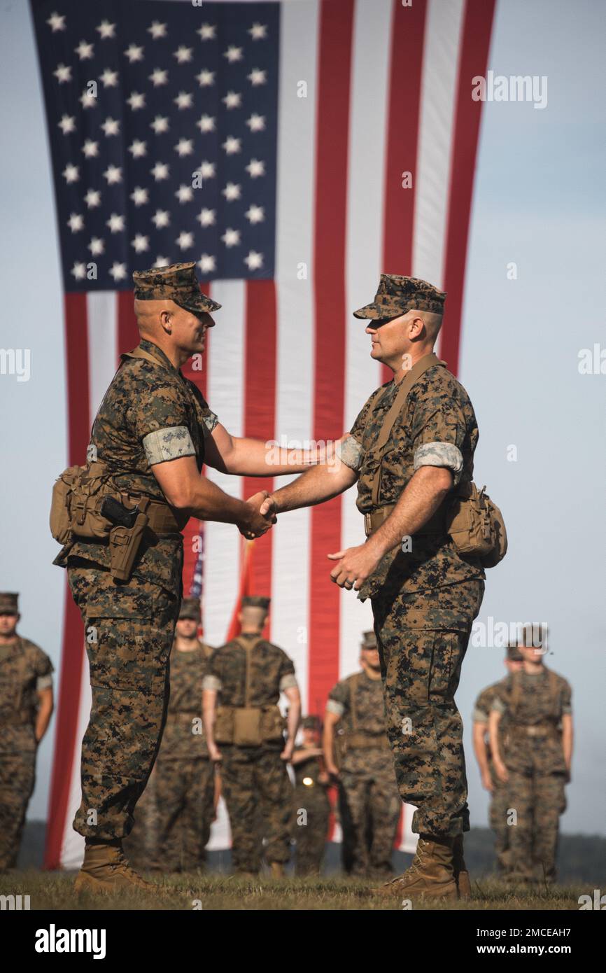 U.S. Marine Corps Lt. Col. Brian T. Everett, the incoming commanding ...