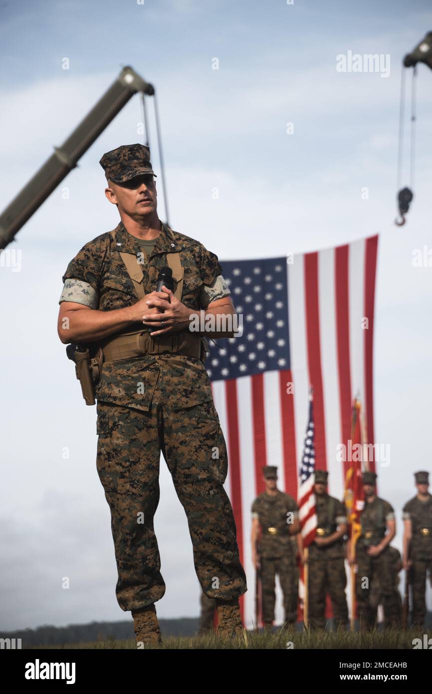 U.S. Marine Corps Lt. Col. Brian T. Everett, the incoming commanding ...