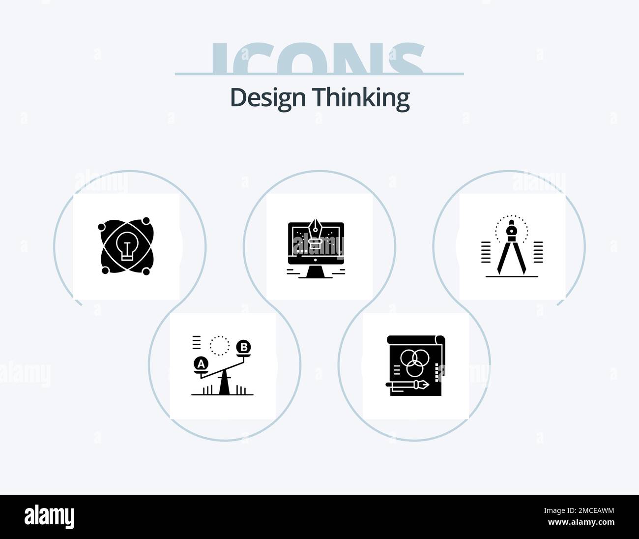 Design Thinking Glyph Icon Pack 5 Icon Design. design. comuter. paper ...