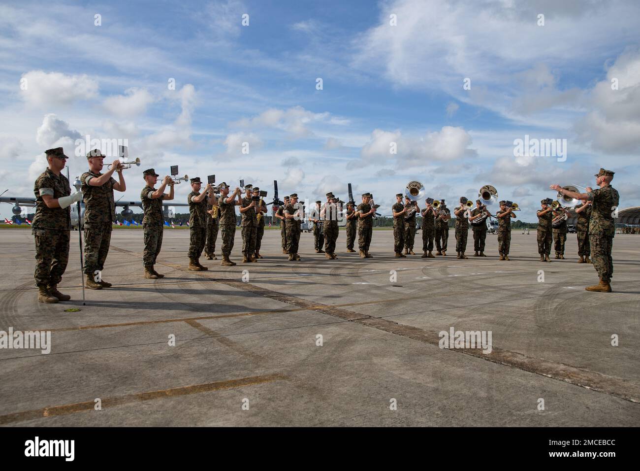 U.S. Marines with 2nd Marine Aircraft Wing (MAW) perform during a ...