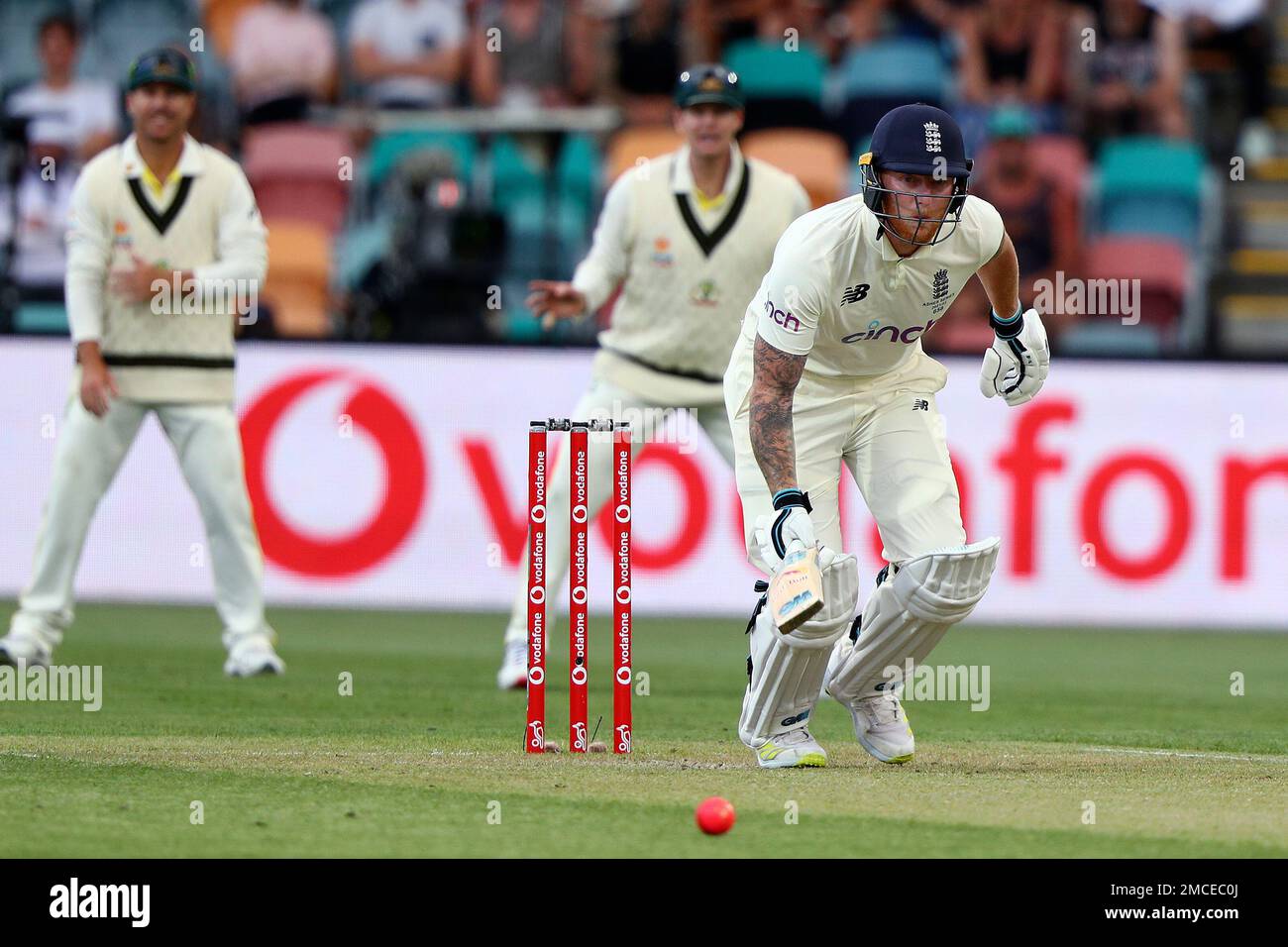 England's Ben Stokes bats against Australia during their Ashes cricket ...