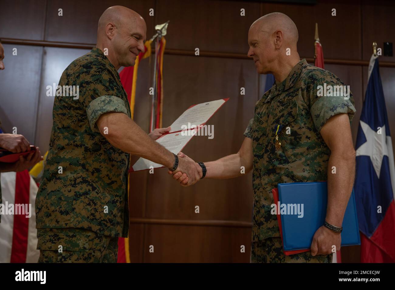 U.S. Marine Corps Lt. Gen. David G. Bellon, left, Commander of Marine ...
