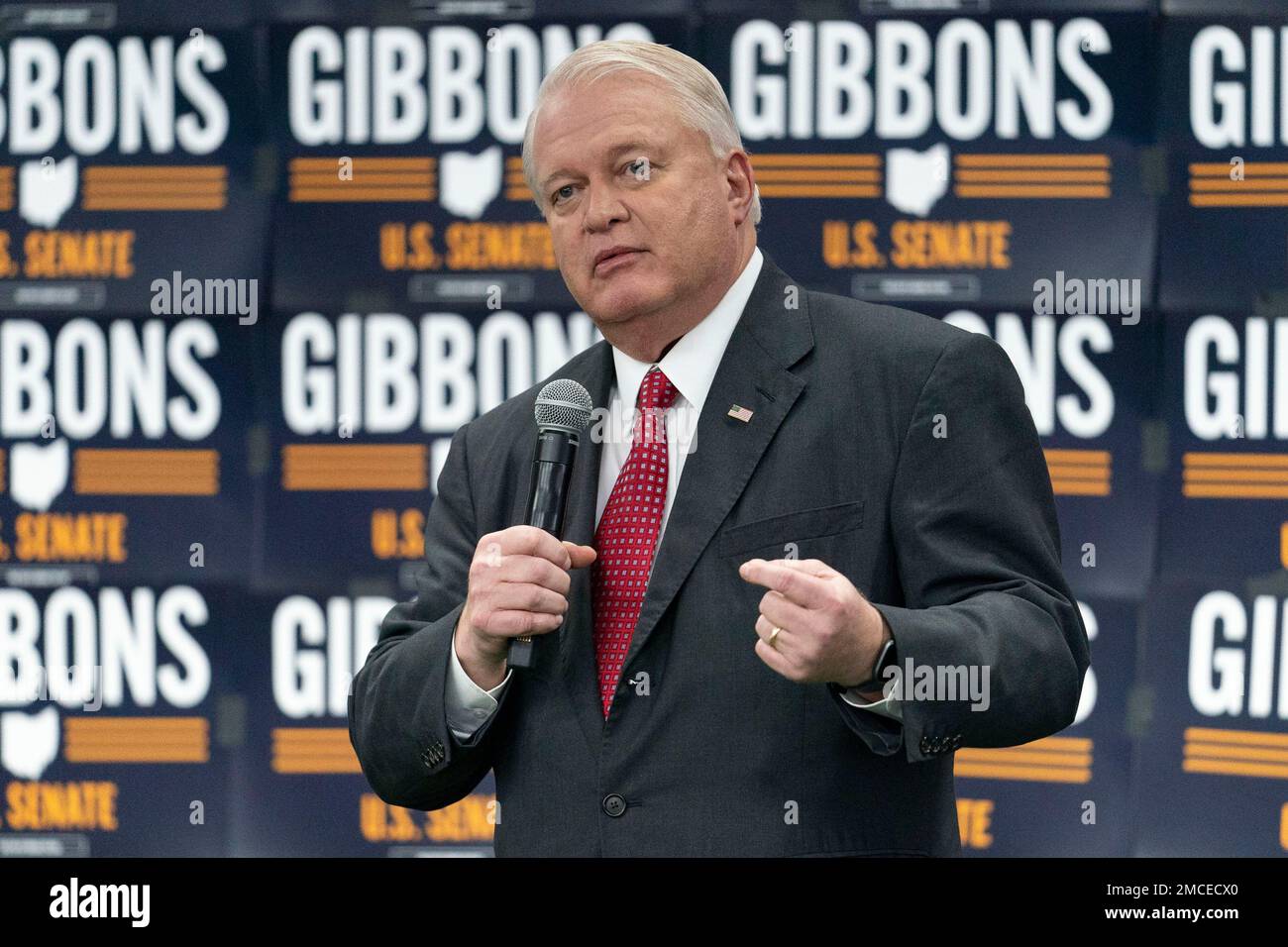 Senatorial candidate Mike Gibbons speaks to supporters during a ...