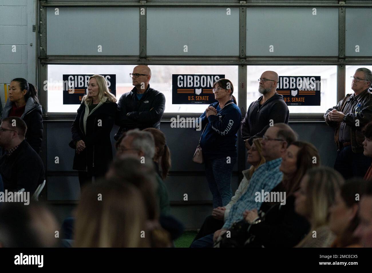 Supporters listen to senatorial candidate Mike Gibbons speak during a ...