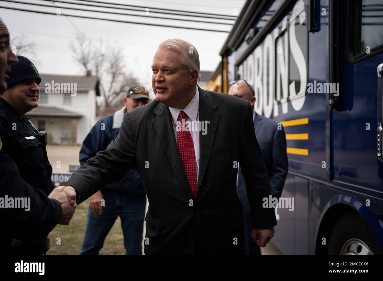 Senatorial candidate Mike Gibbons speaks with supporters during a ...