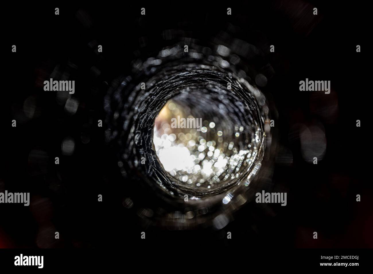 inside interior of a flexible HVAC duct line Stock Photo - Alamy