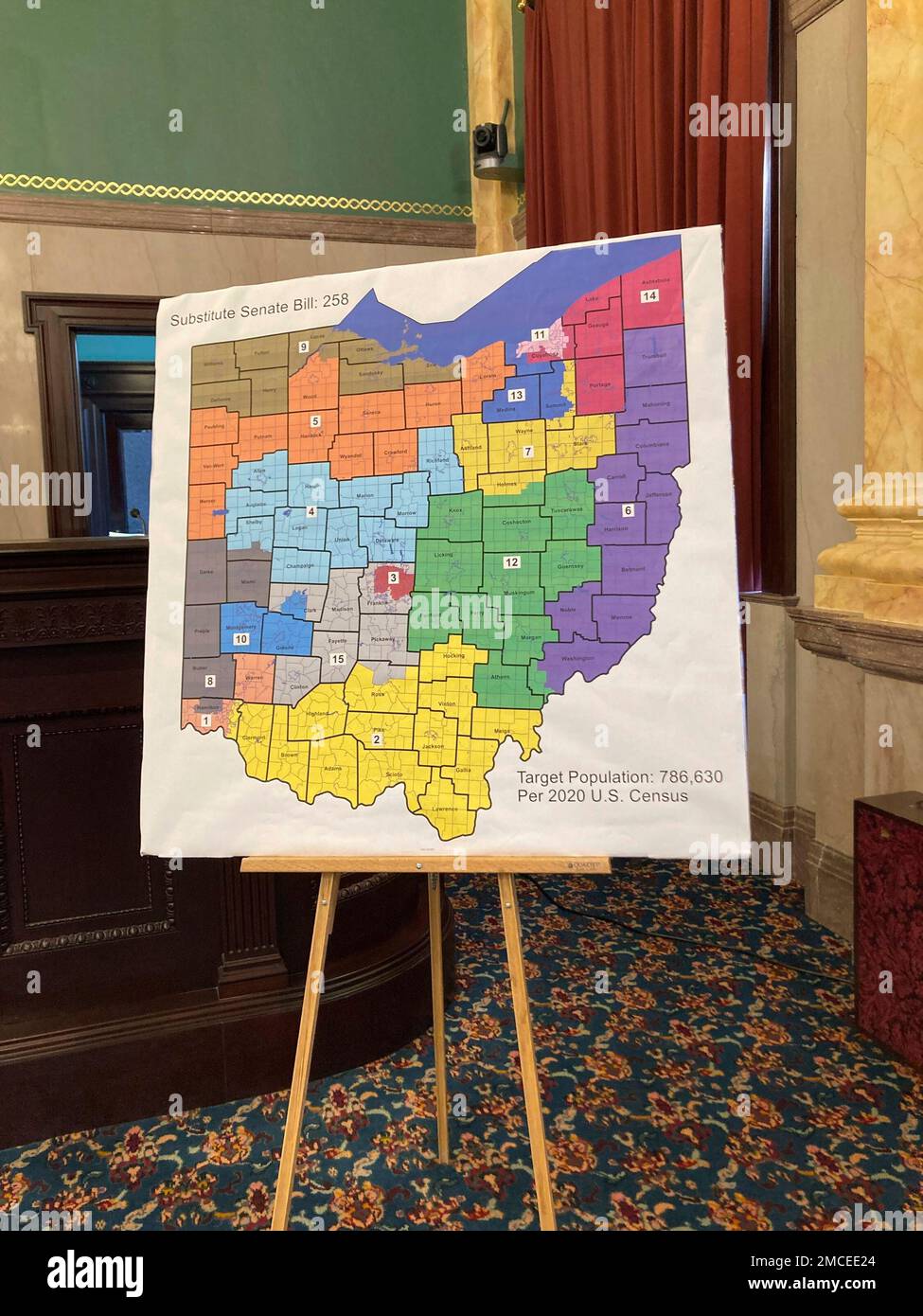 FILE—A map of Ohio congressional districts sits on display during a ...