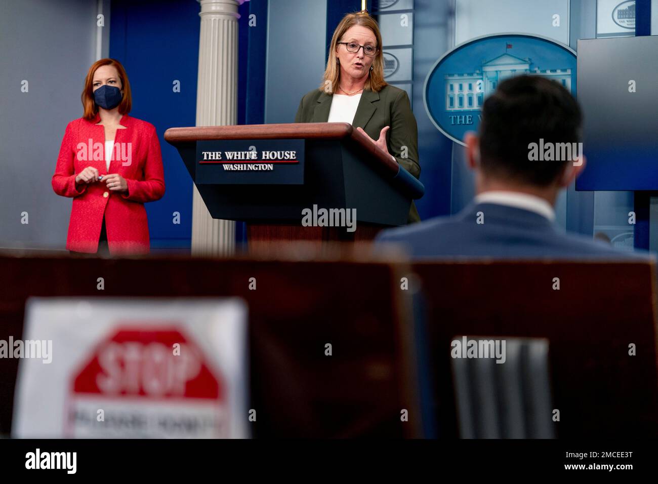 FEMA Administrator Deanne Criswell, accompanied by White House press ...
