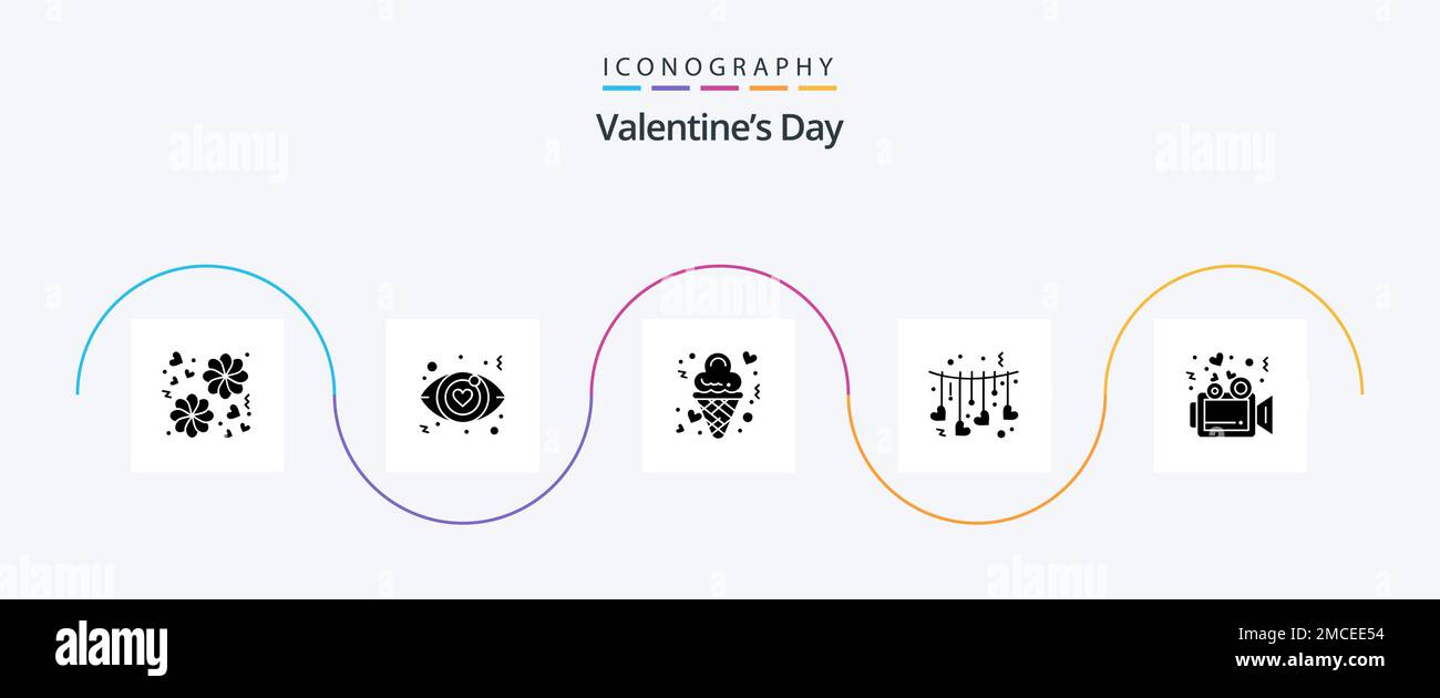 Valentines Day Glyph 5 Icon Pack Including video. love. love. valentine ...