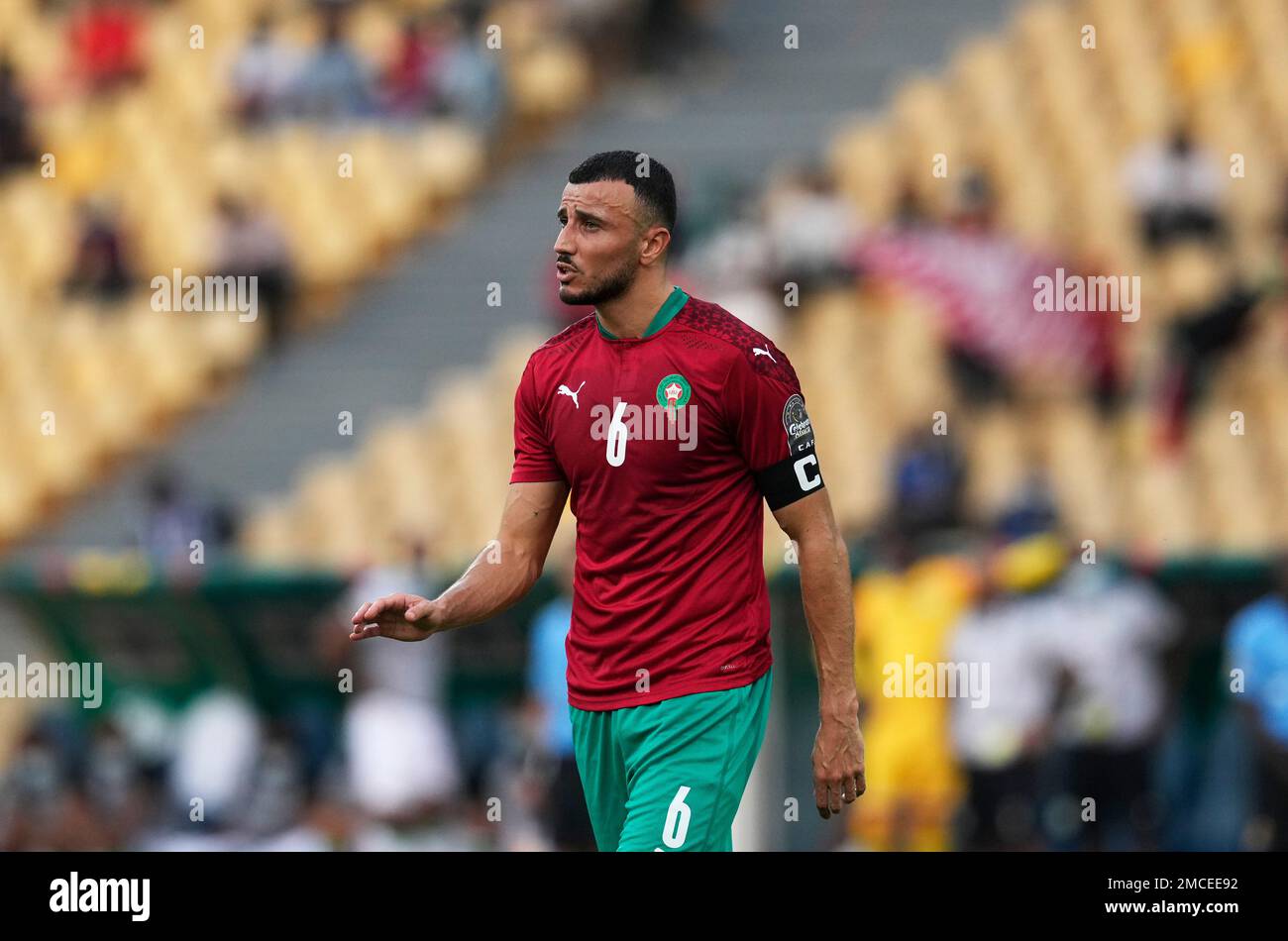 Morocco's captain Romain Saiss during the African Cup of Nations 2022 ...