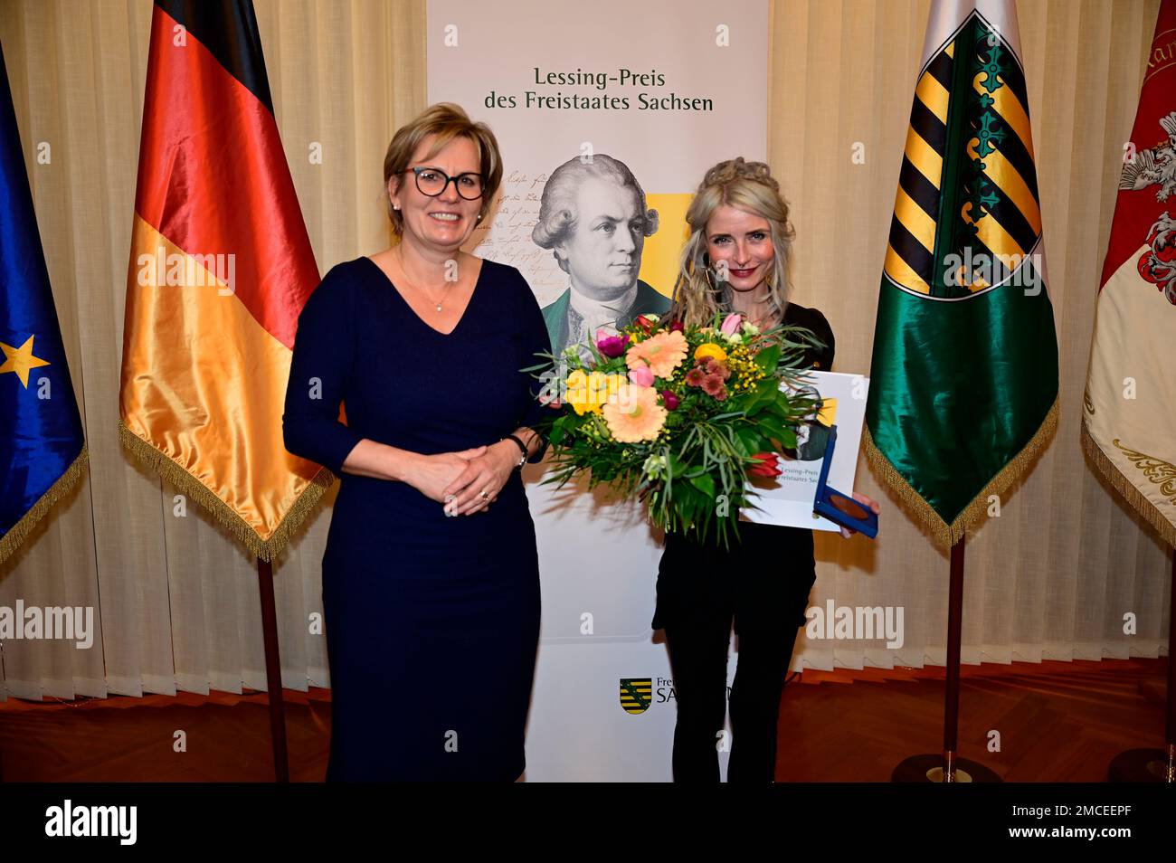 Barbara Klepsch,Sarah Lesch bei der Preisverleihung des Lessing ...