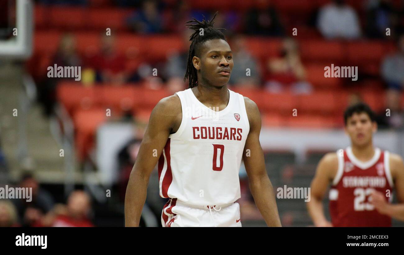 Washington State forward Efe Abogidi walks on the court during the ...
