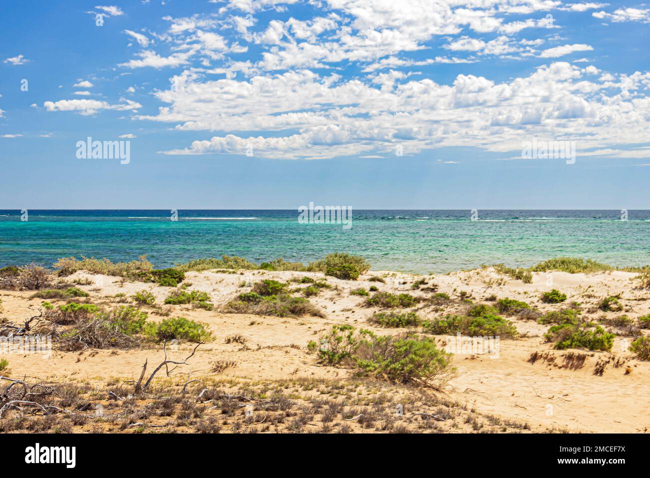 Wild beach with vegetation at Bloodwood Creek in Cape Range National ...