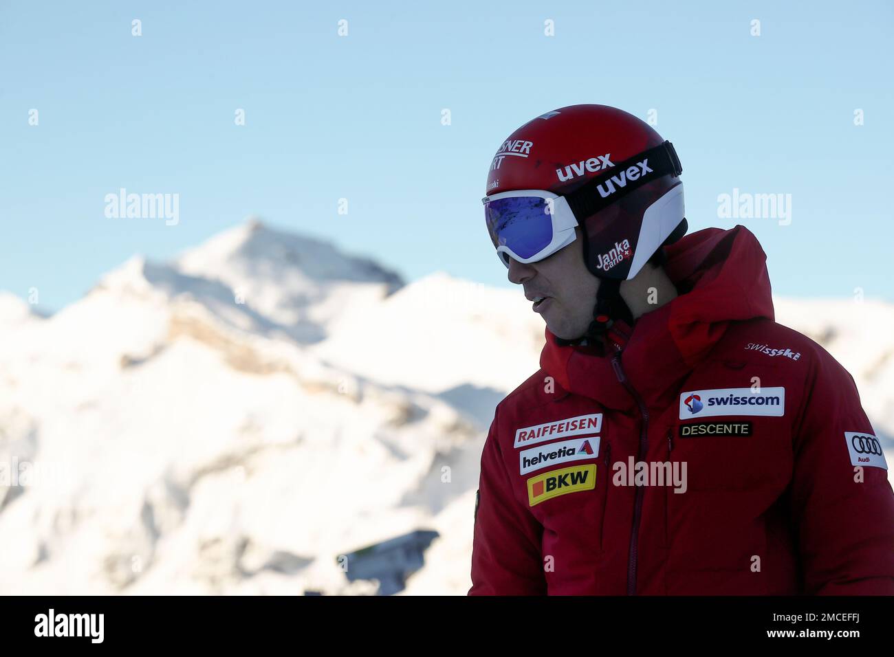 Switzerland's Carlo Janka is seen at the start of an alpine ski, men's ...