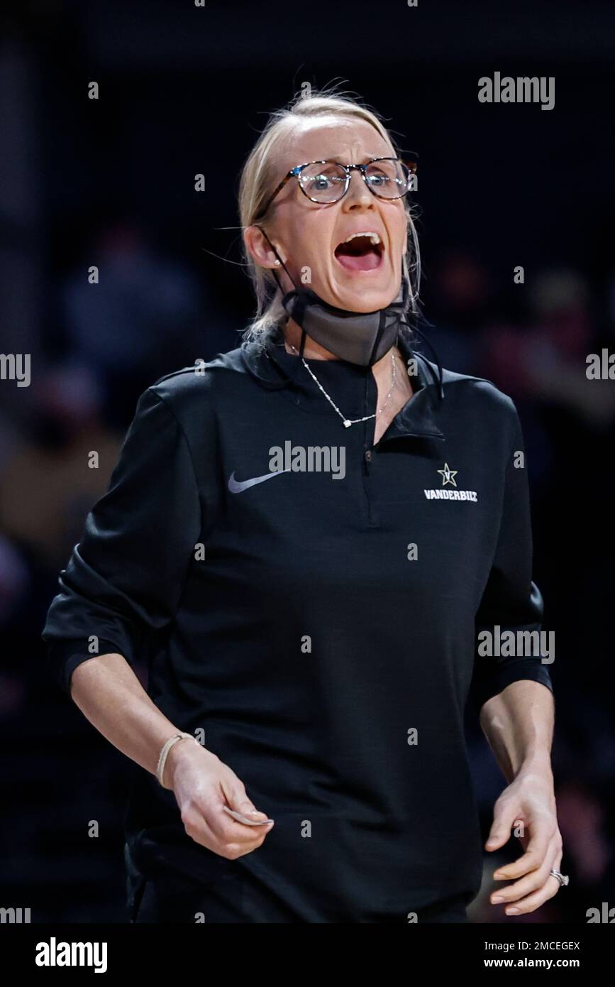 Vanderbilt head coach Shea Ralph yells to her players during the second ...