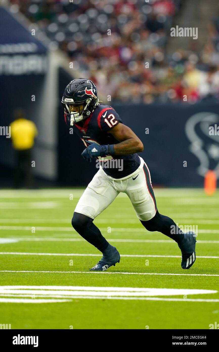 Houston Texans wide receiver Nico Collins (12) runs a pass route during ...