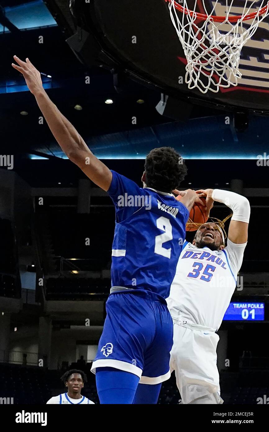 Seton Hall's Tray Jackson (2) pressures the shot of DePaul's Brandon ...