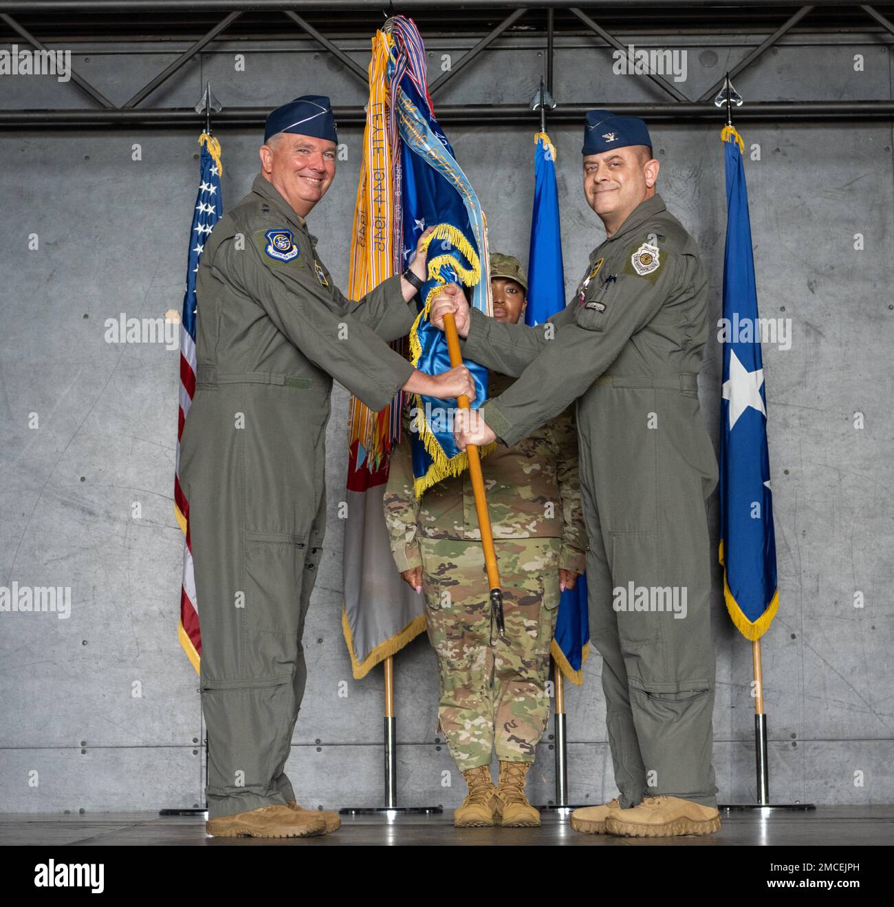 United States Air Force Col. Jesse J. Friedel, right, 35th Fighter Wing ...