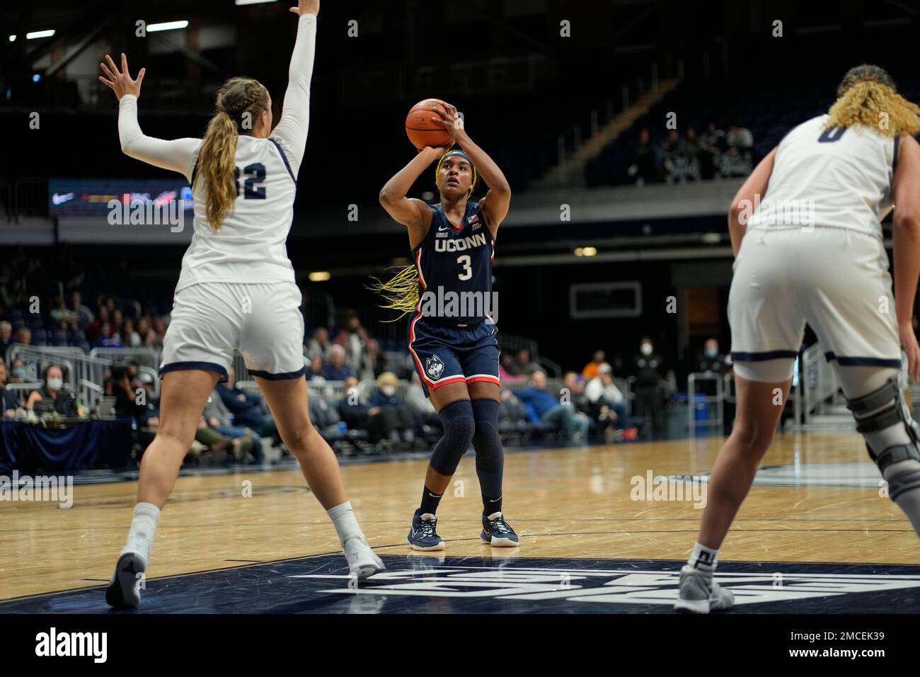 UConn forward Aaliyah Edwards (3) in action during the first half of an ...