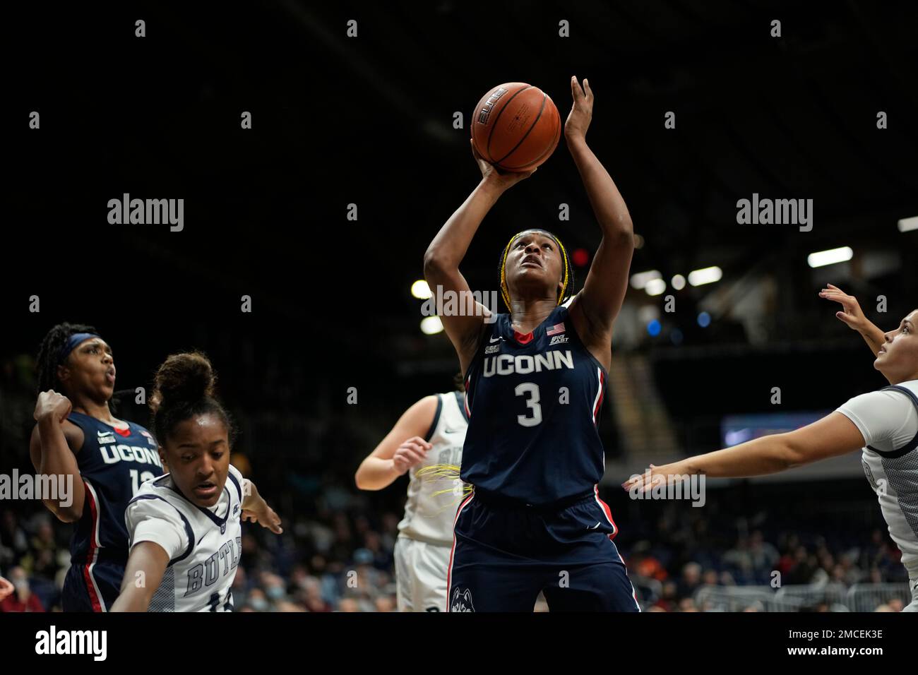 UConn forward Aaliyah Edwards (3) in action during the first half of an ...