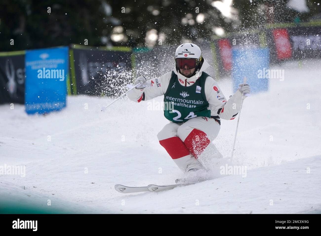 Canada's Laurent Dumais competes in a World Cup freestyle moguls ...
