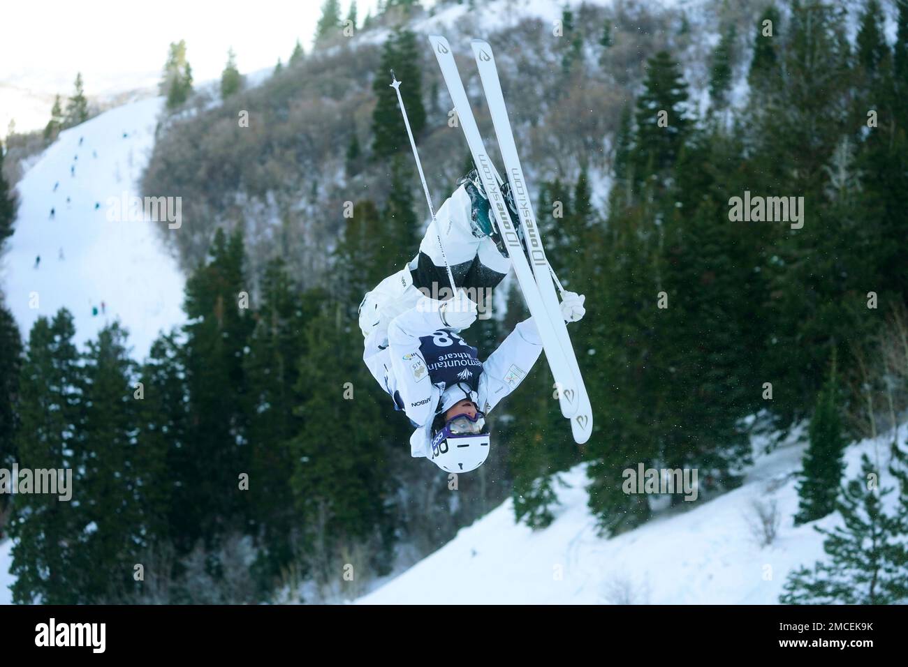 Great Britain's Skyler Nunn competes in a World Cup freestyle moguls ...