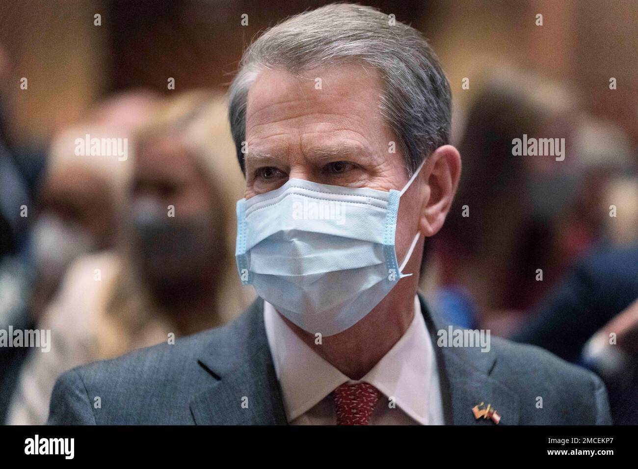 Georgia Gov. Brian Kemp arrives for the State of the State on Thursday ...