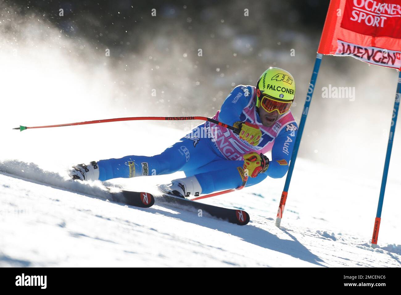 Italy's Christof Innerhofer speeds down the course during an alpine ski ...