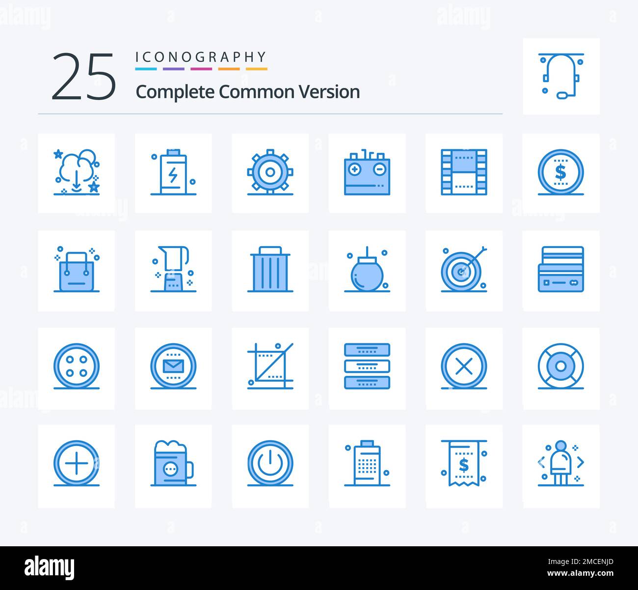 Complete Common Version 25 Blue Color icon pack including energy ...