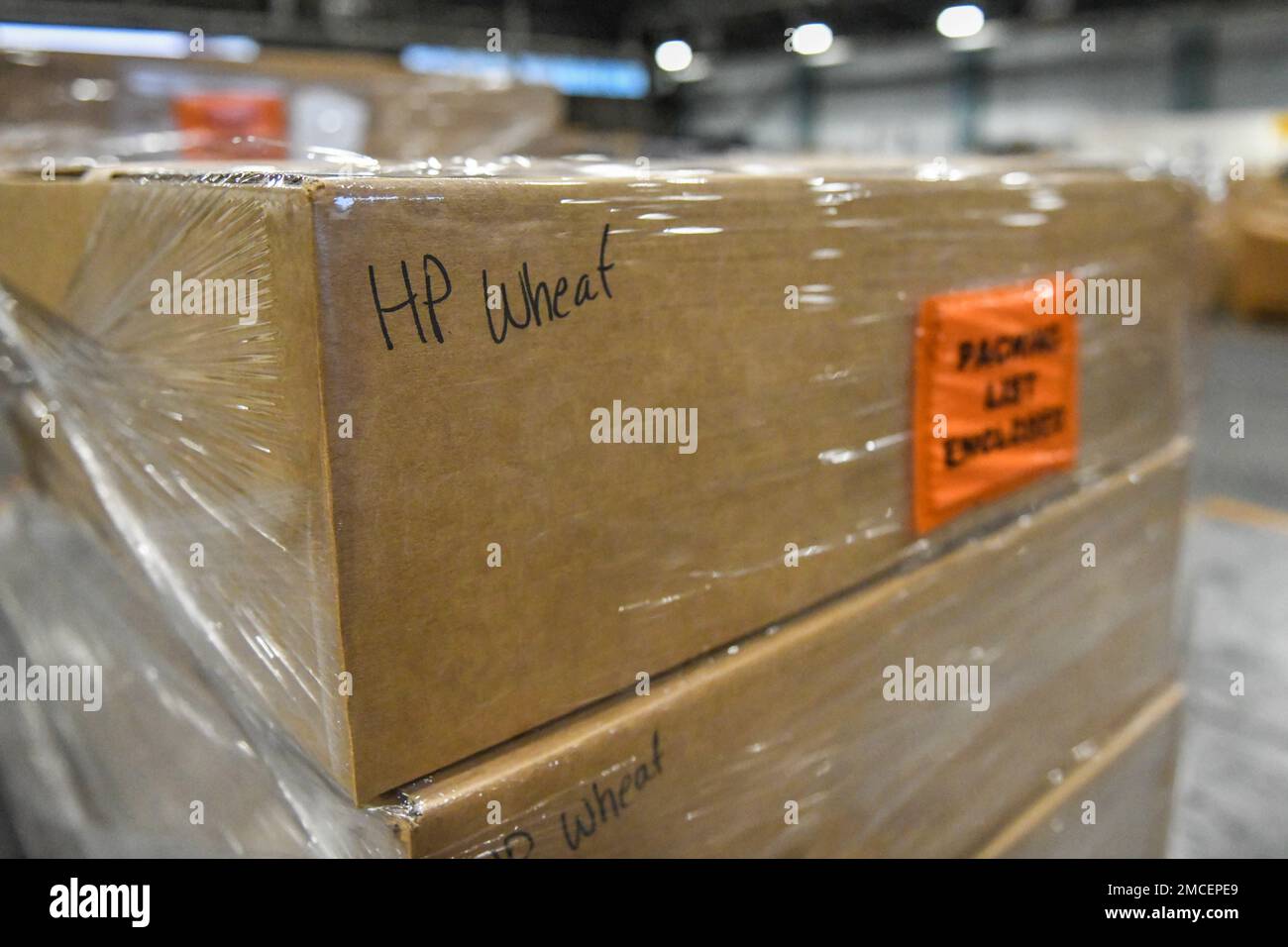 Pallets of bread sit in a 374th Logistics Readiness Squadron traffic ...