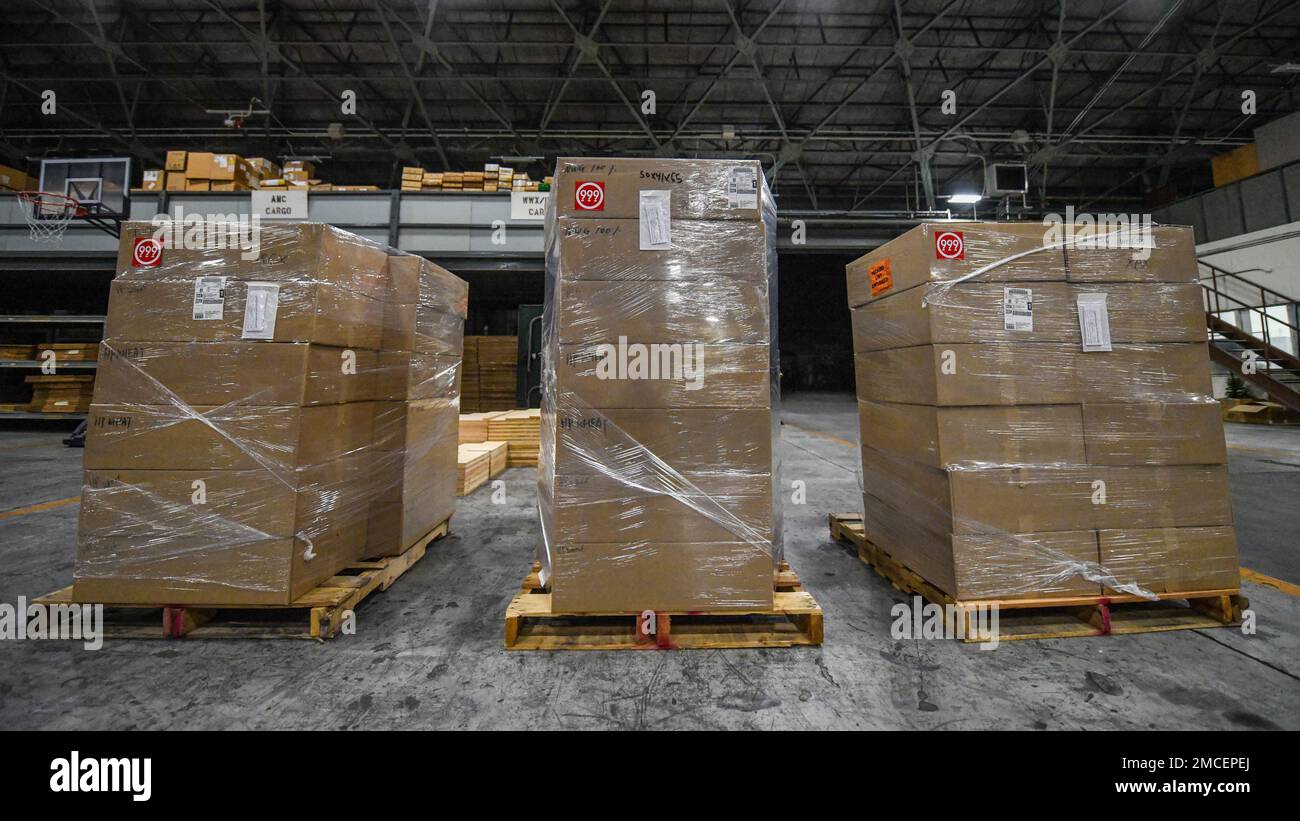 Pallets of bread sit in a 374th Logistics Readiness Squadron Traffic ...
